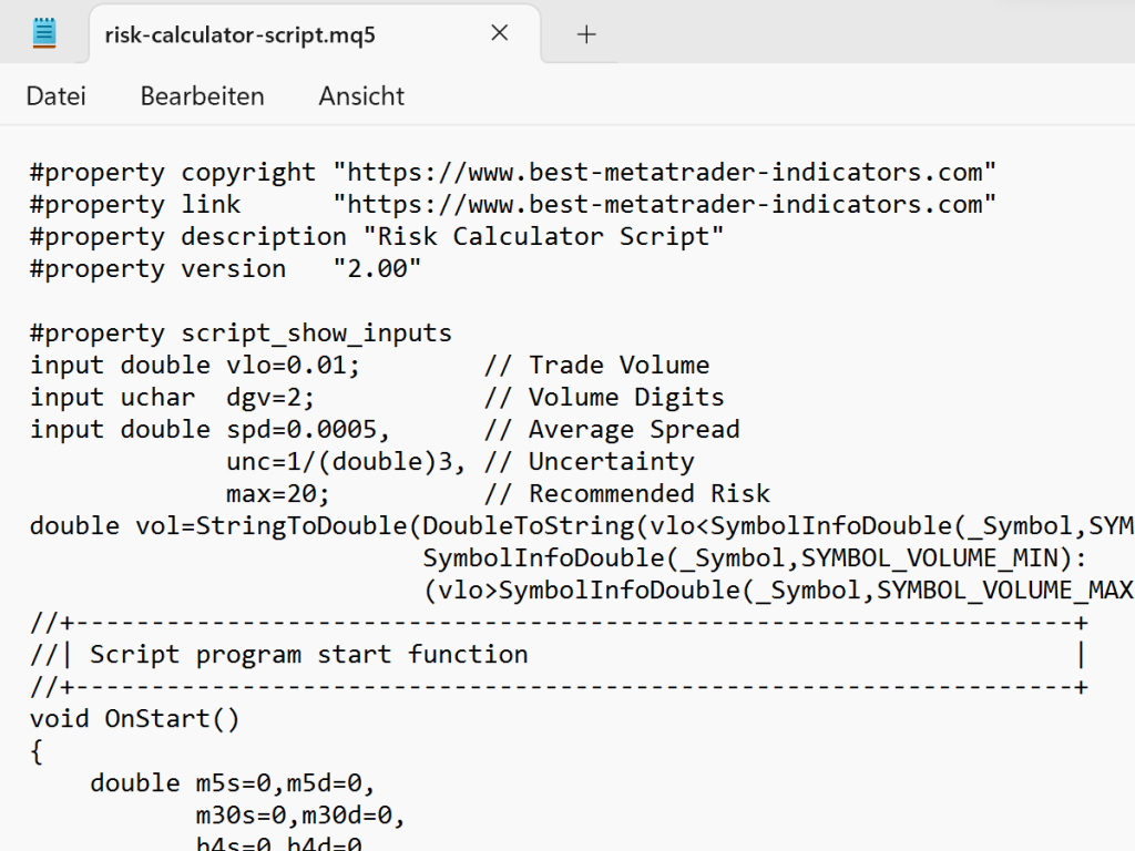 Risk Calculator Custom Script ⋆ Top MT5 Indicators (.mq5 or .ex5) ⋆ ...